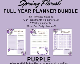Purple Flower Daily Planner Printable - Etsy