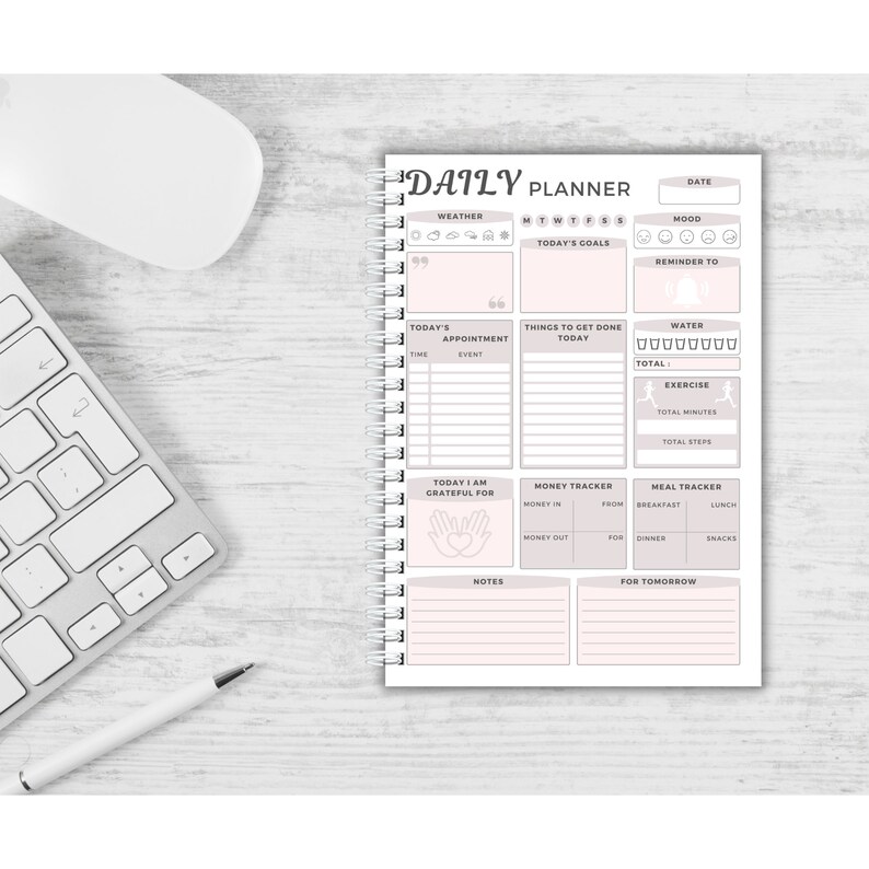 Pretty in Pink Daily Planner Printable - Stay Organized With Style - Etsy