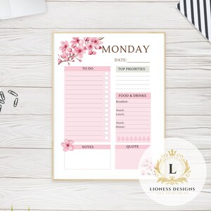 Cherry Blossom Daily Planner Printable - Etsy