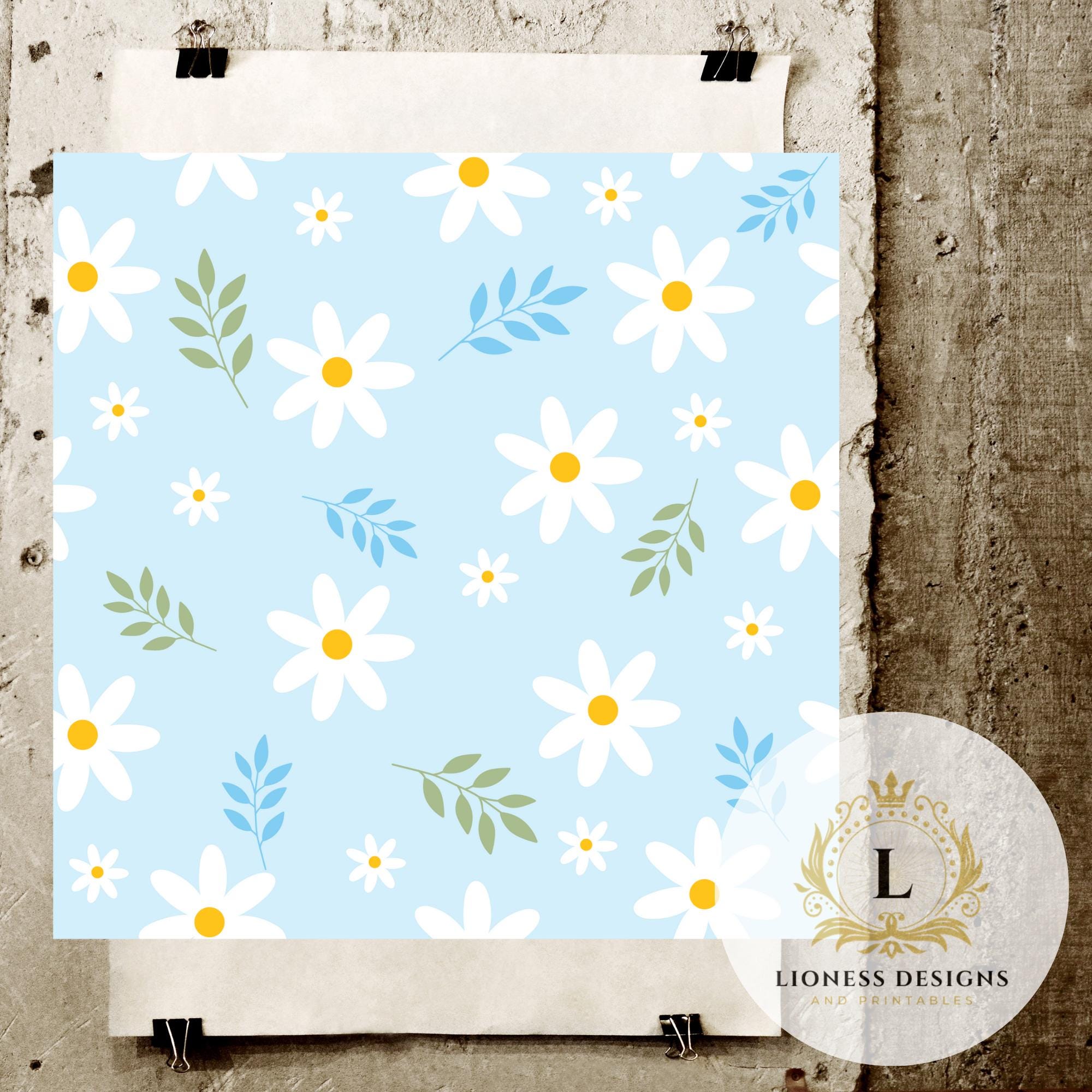 Blue Daisy Seamless Digital Paper Pattern - Daisy Floral Pattern for ...