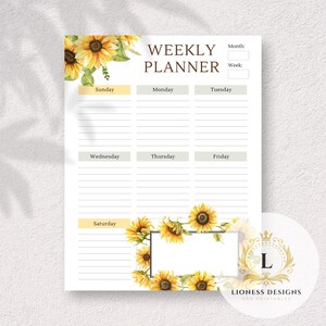 Sunflower Full Yearly Planner Printable - Etsy