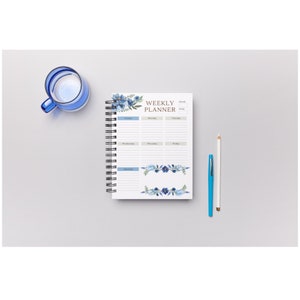Blue Flower Weekly Planner Printable - Etsy