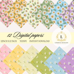 Daisy Seamless Digital Paper Pattern Multicolor Daisy Floral Pattern ...