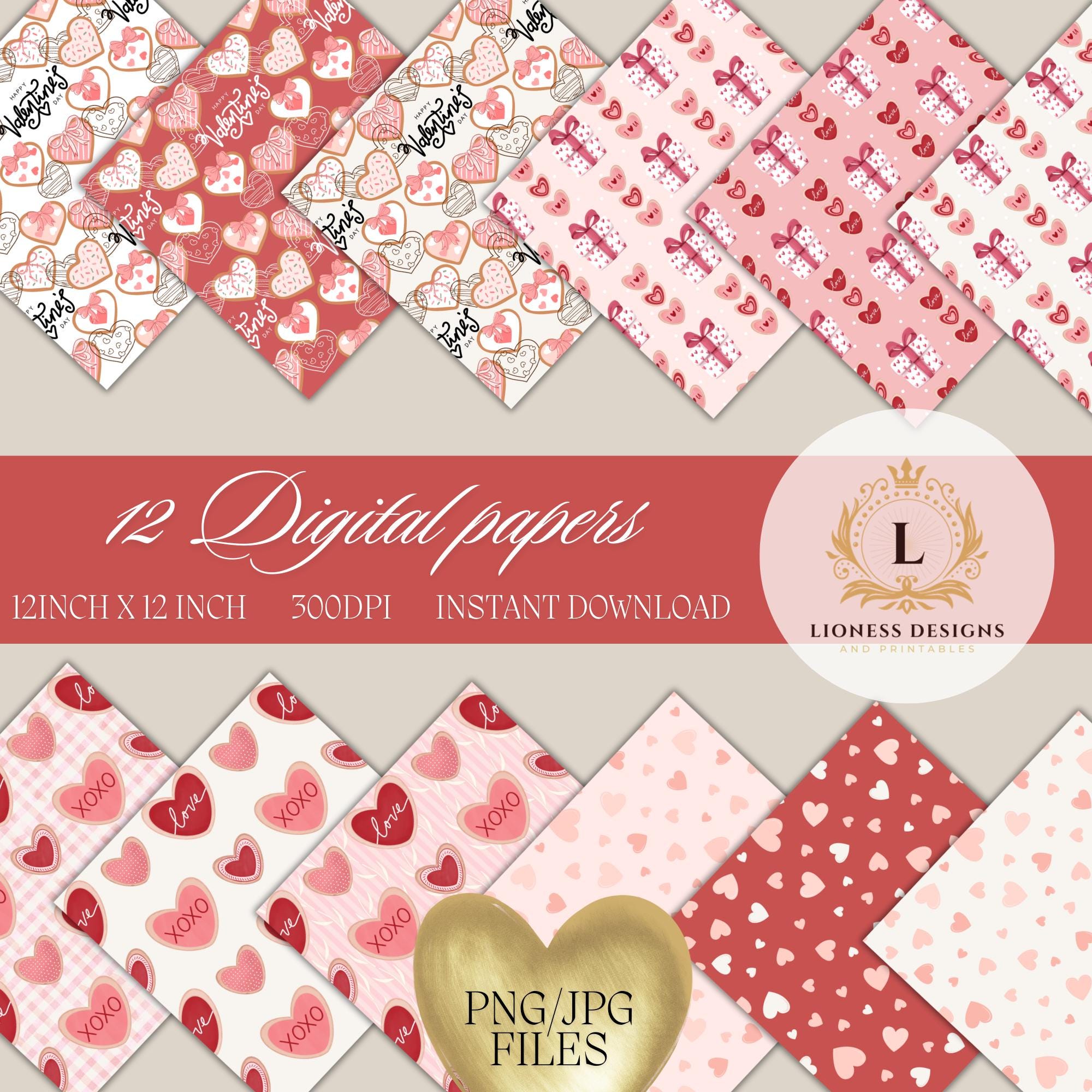 Valentine Seamless Digital Paper, Heart Cookies and Gifts, Heart ...