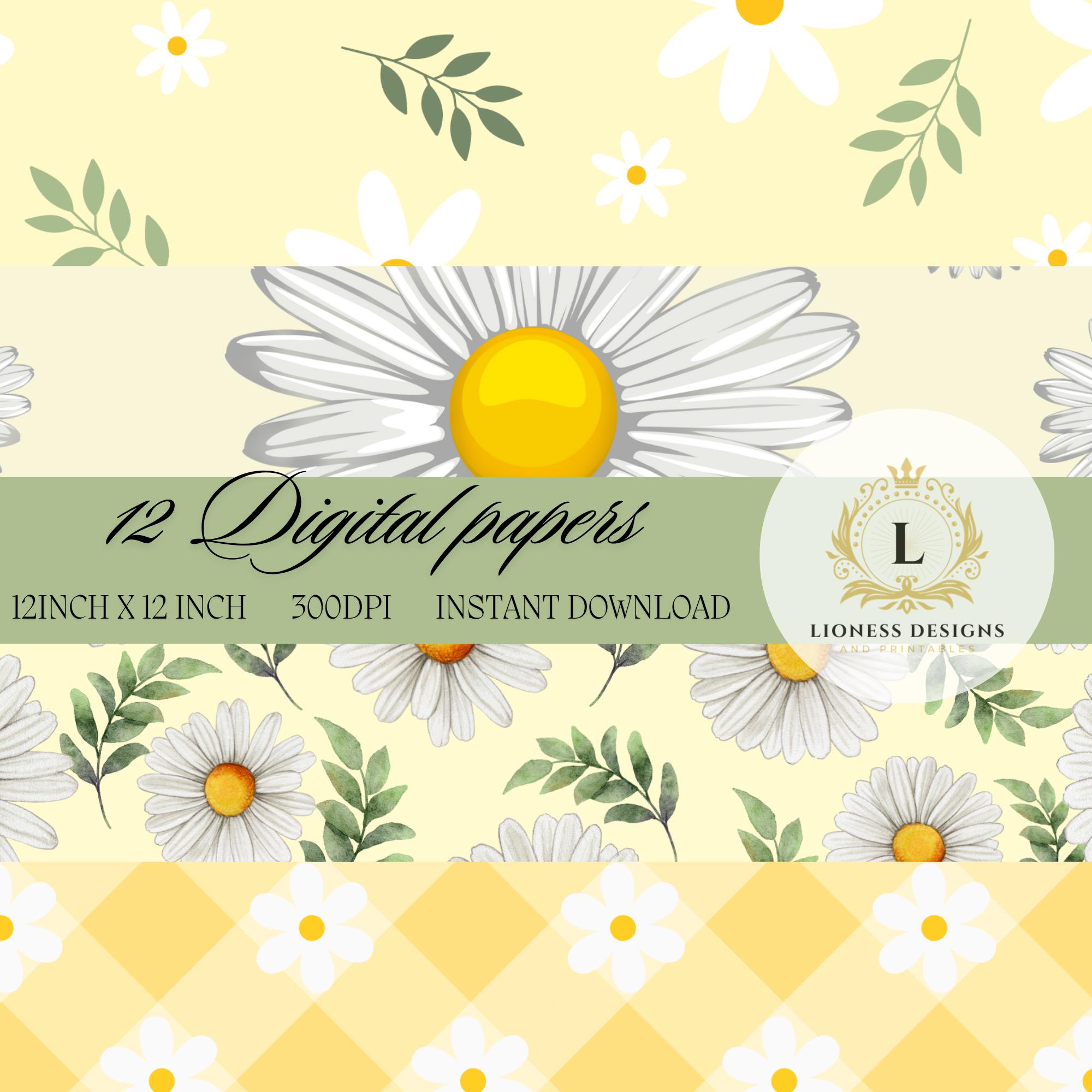 Yellow Daisy Seamless Digital Paper Pattern - Daisy Floral Pattern for ...