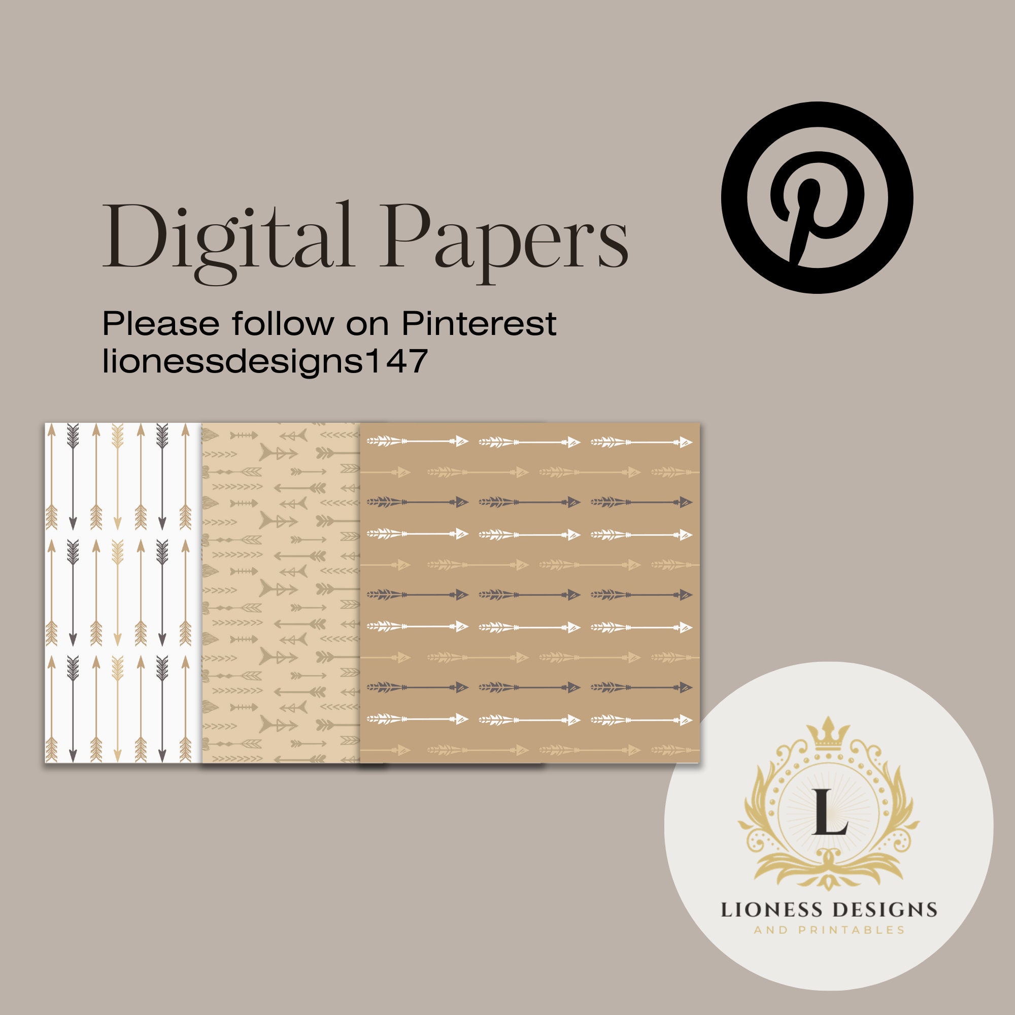 Arrow Neutral Digital Paper Pattern - Arrow Pattern for Personal and ...