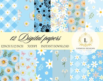 Daisy Seamless Digital Paper Pattern Multicolor Daisy Floral Pattern ...