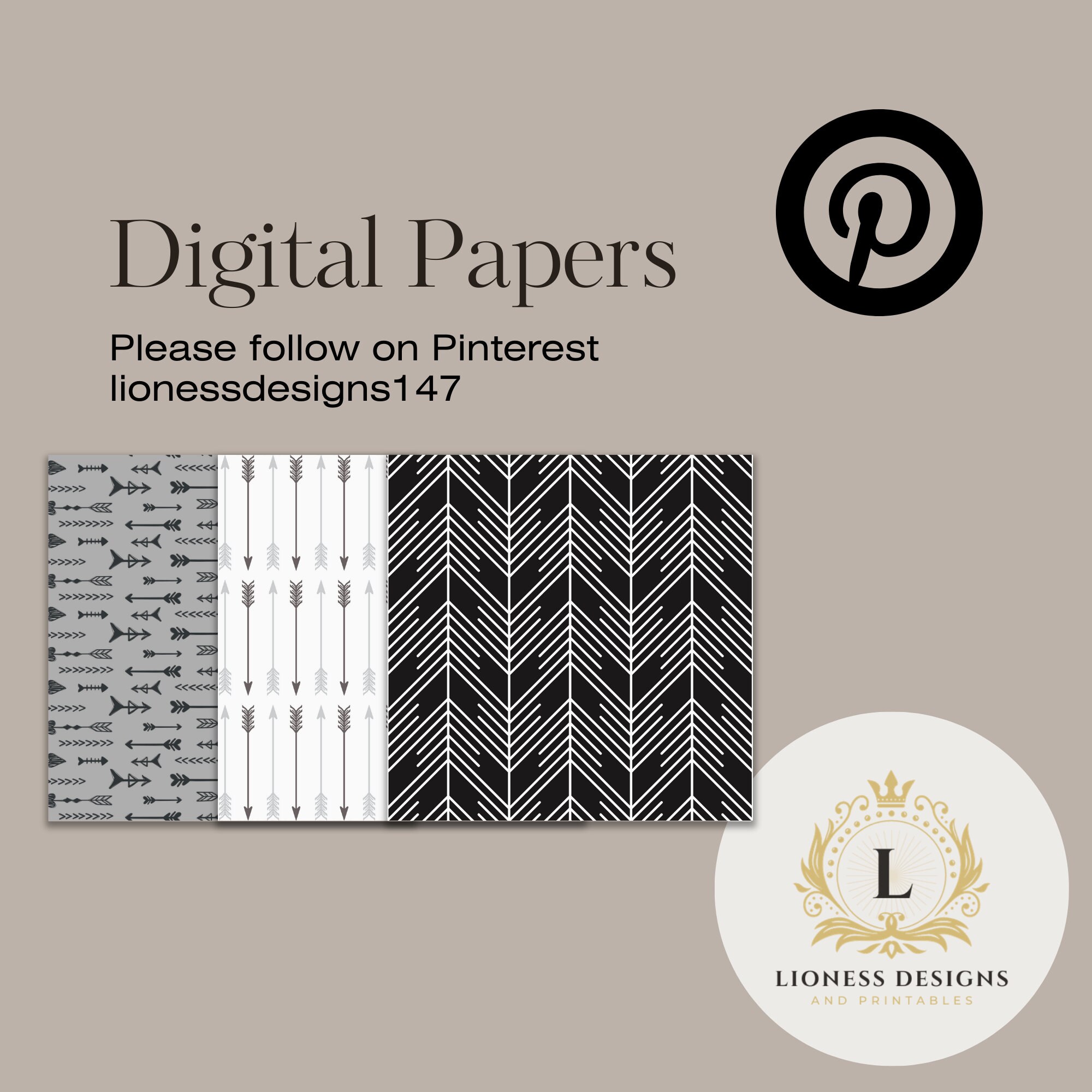 Arrow Black, Grey and White Digital Paper Pattern Arrow Pattern for ...