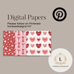 Valentine Seamless Digital Paper, Heart Cookies and Gifts, Heart ...