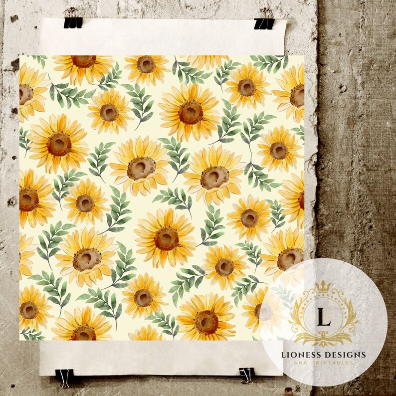 Sunflower Digital Paper Pattern - Sunflower Pattern for Personal and ...