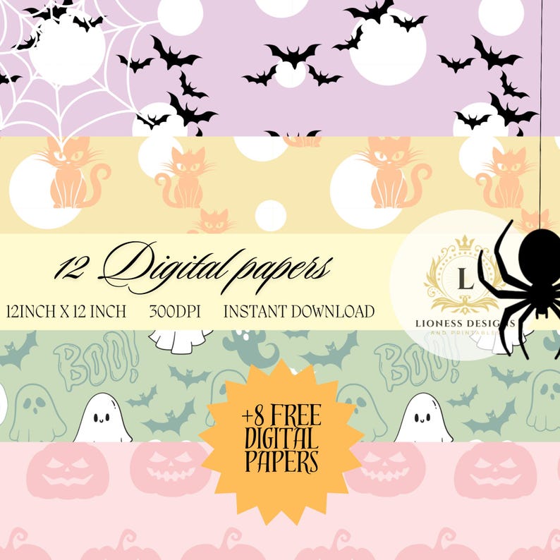20 Seamless Halloween Themed Digital Papers, Seamless Commercial Use ...