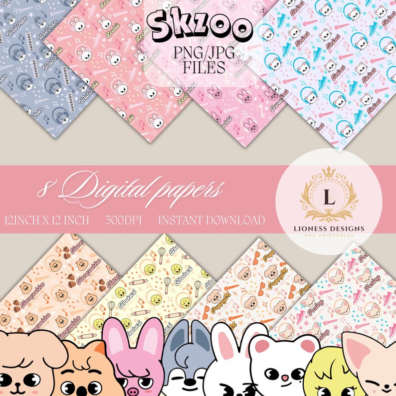 Skzoo Stray Kids Digital Paper: Seamless Kpop Design (digital Download ...