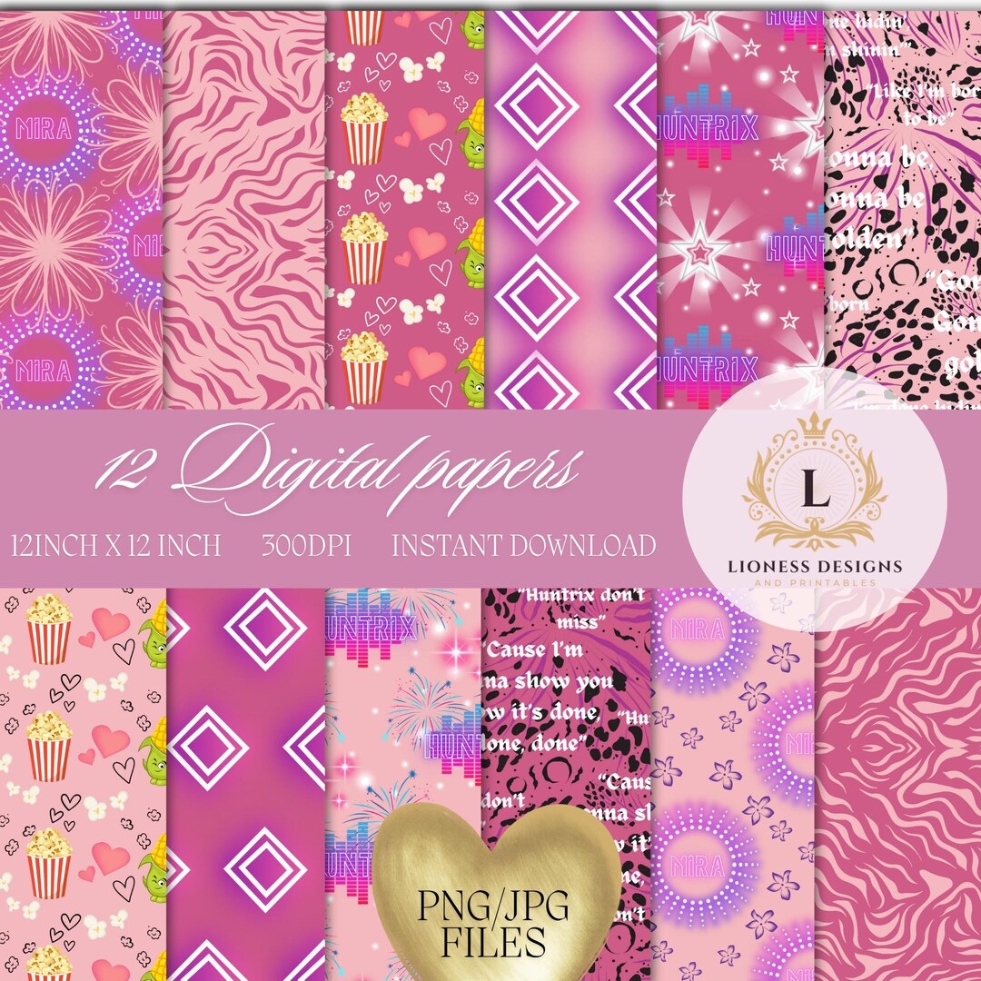 Kpop Demon Hunters Digital Paper Pack: Mira Huntrix Seamless Patterns ...