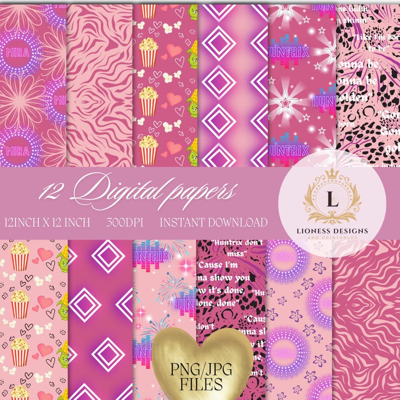 Kpop Demon Hunters Digital Paper Pack: Mira Huntrix Seamless Patterns ...