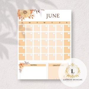 Orange Flower Monthly Planner Printable - Etsy