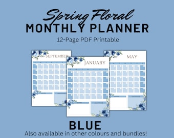 EDITABLE Floral Theme Printable Monthly Calendar for A5, US Letter, and ...