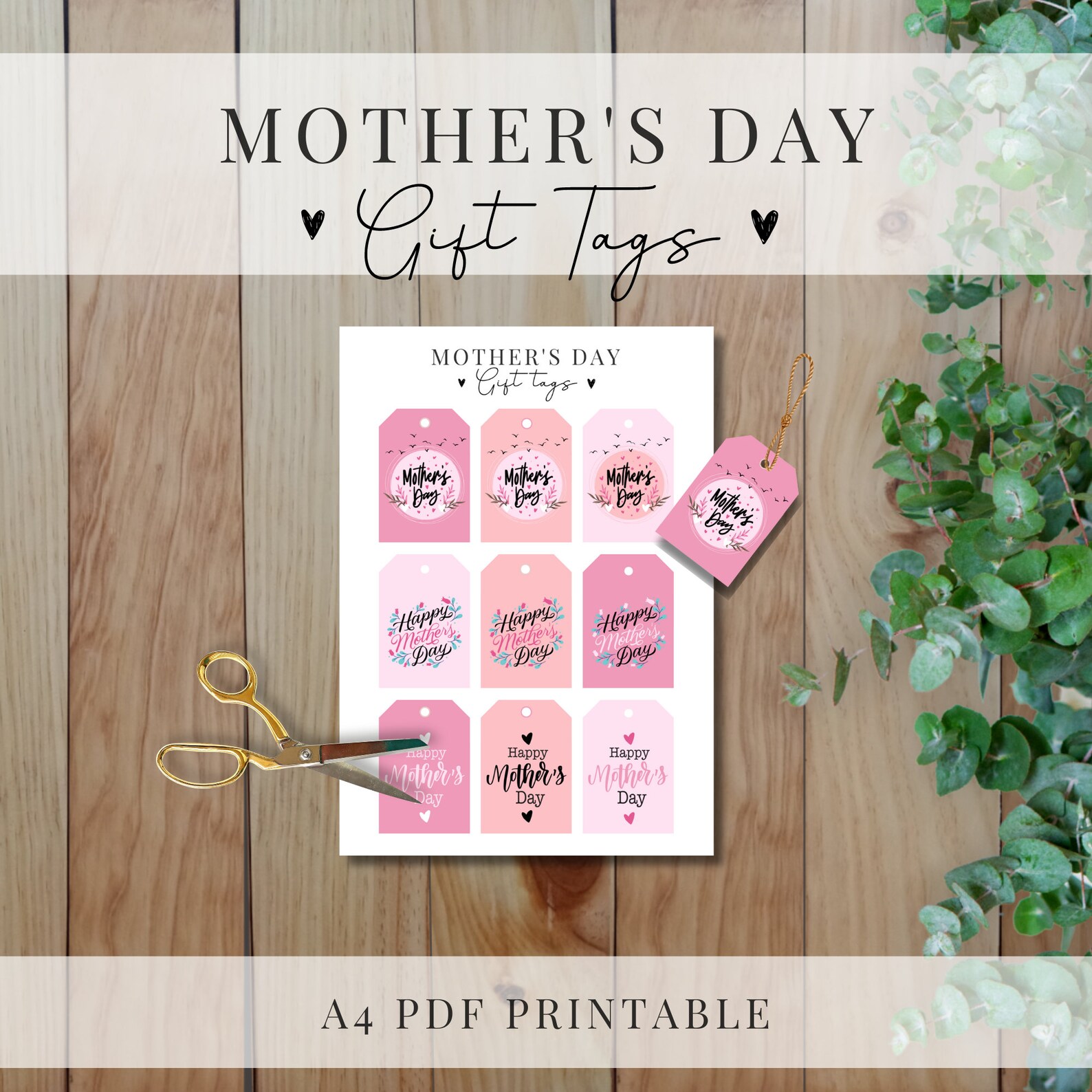 Mother's Day Gift Tag - Pink, Printable Gift Tag, Mother's Day ...