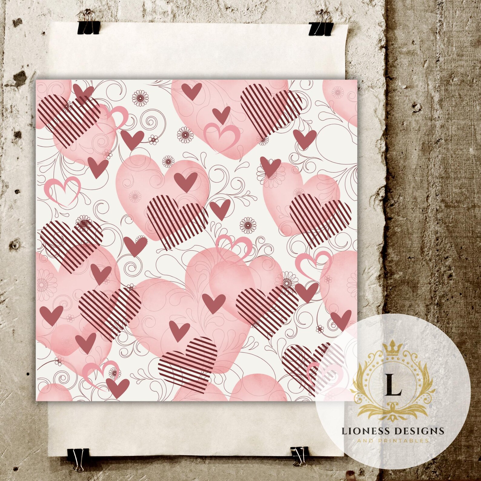 Valentine Seamless Digital Paper, Love Blush Heart Pattern ...
