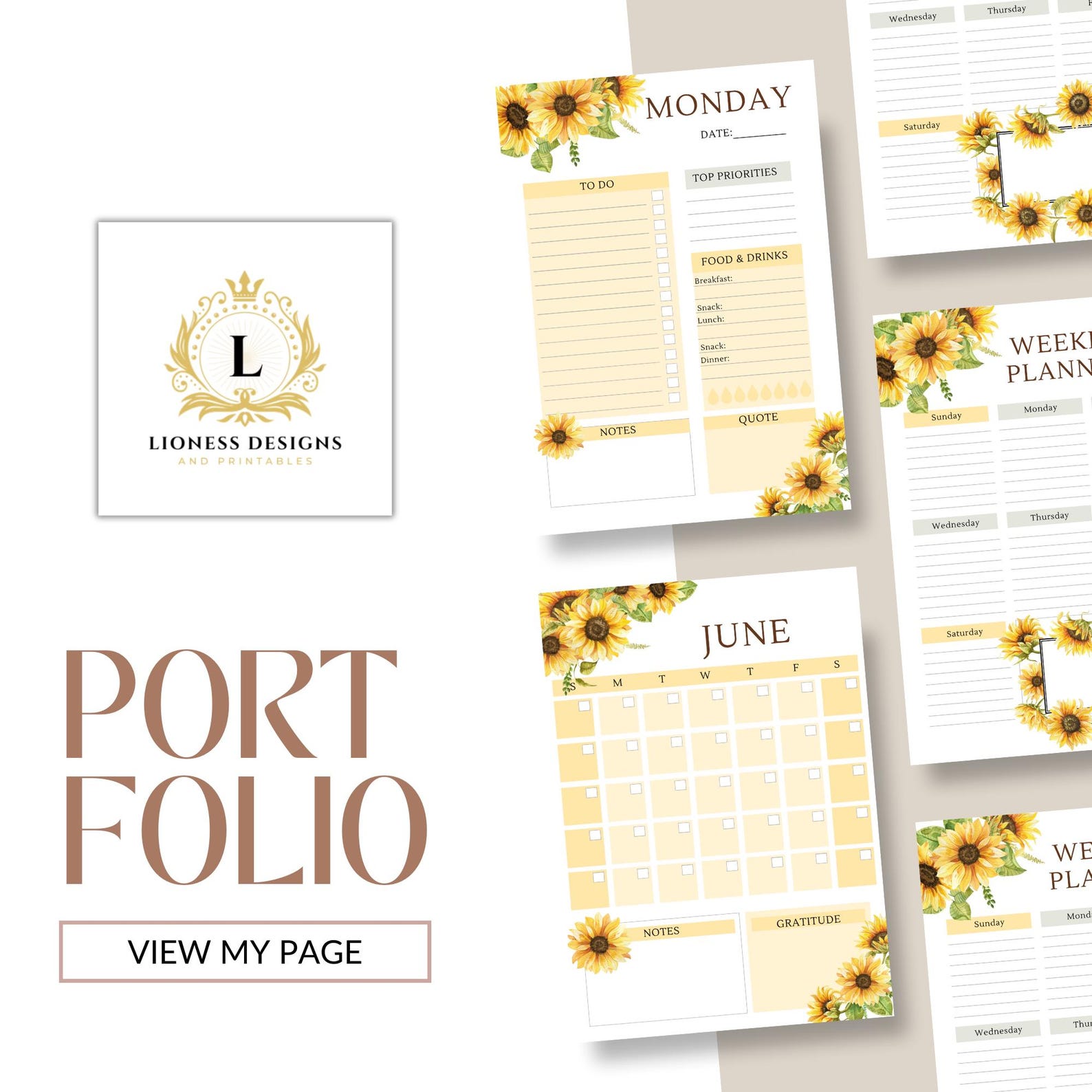 Sunflower Full Yearly Planner Printable - Etsy