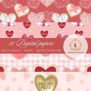 Valentine Seamless Digital Paper, Heart Cookies and Gifts, Heart ...