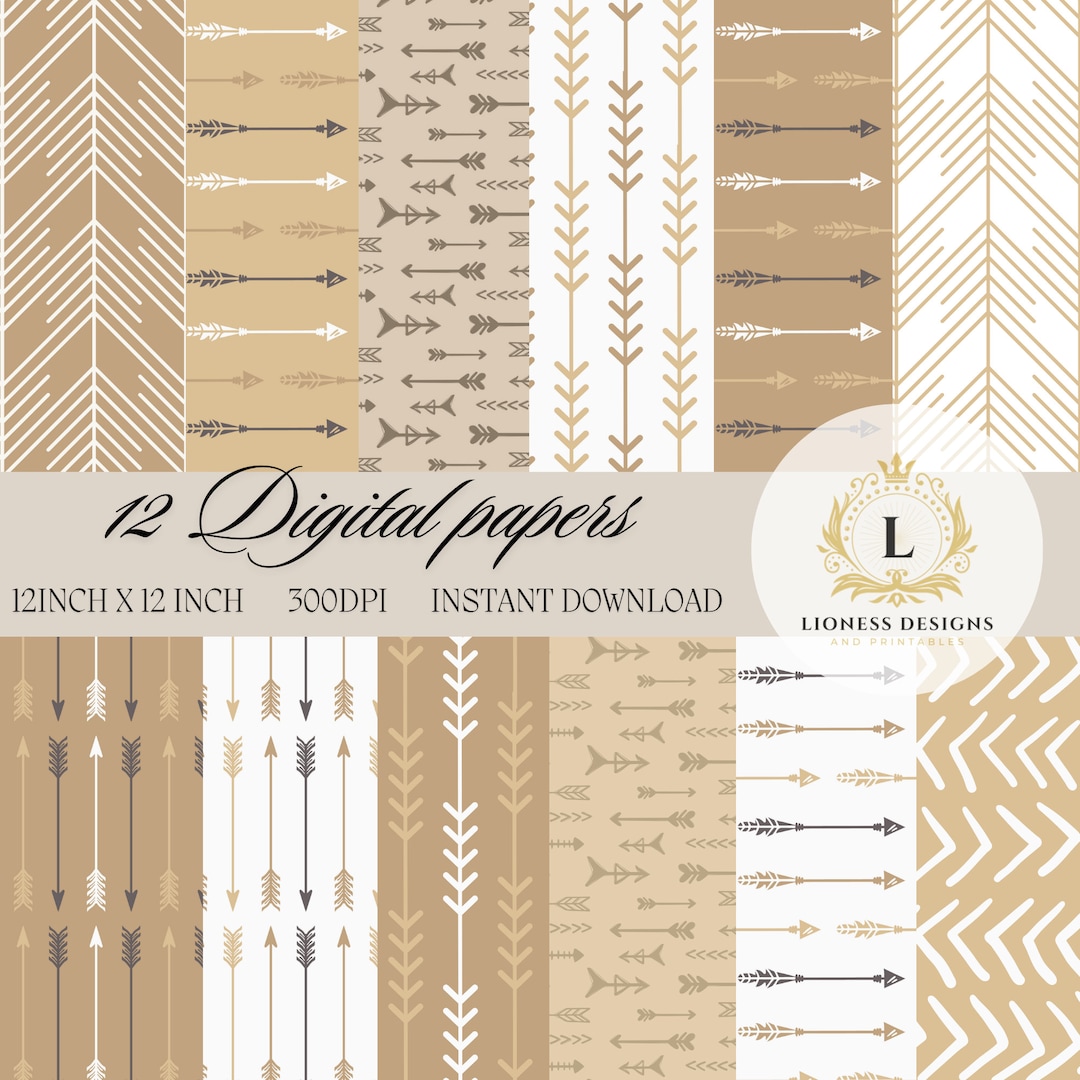 Arrow Neutral Digital Paper Pattern - Arrow Pattern for Personal and ...