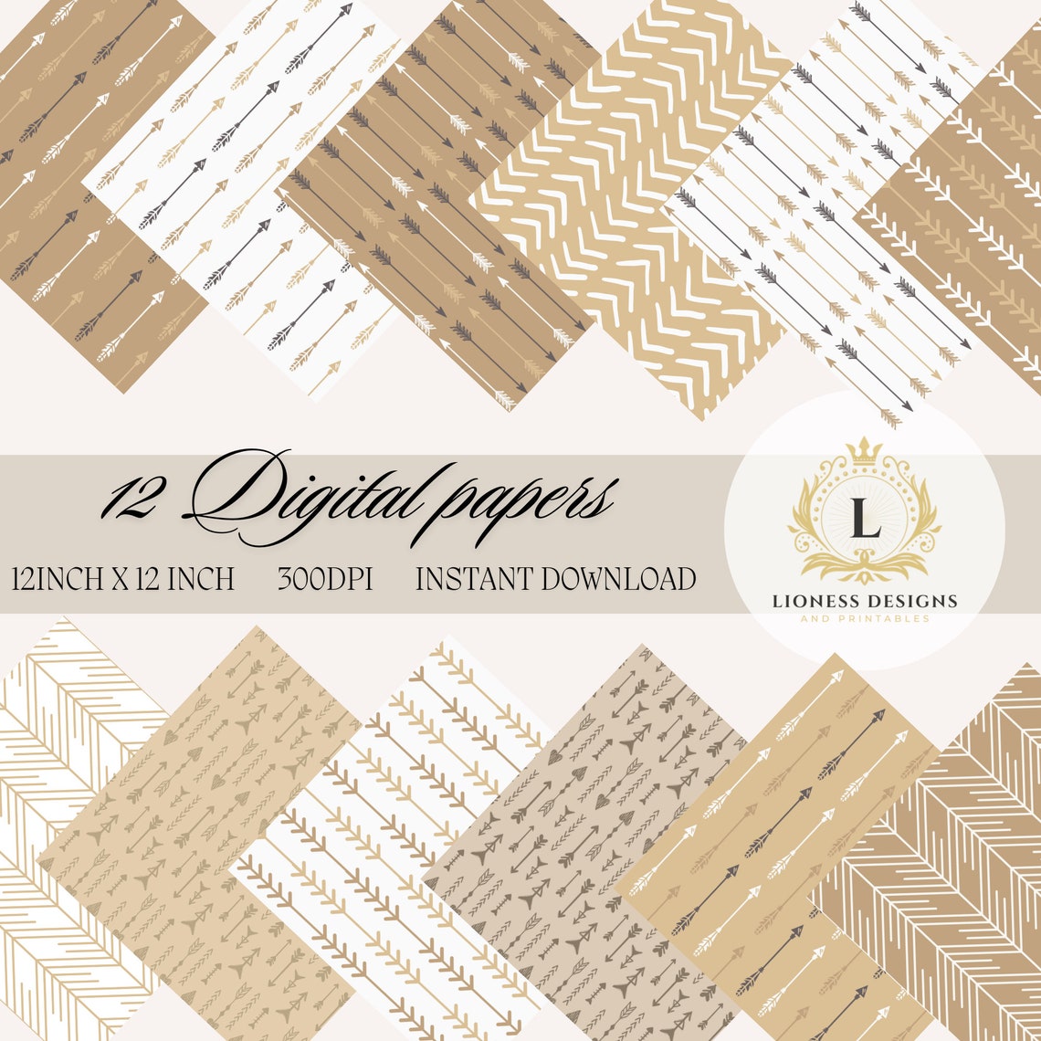 Arrow Neutral Digital Paper Pattern Arrow Pattern for Personal and ...
