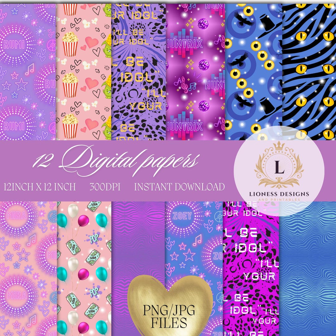 Kpop Demon Hunters Digital Paper Huntrix Seamless Used for Wallpaper ...