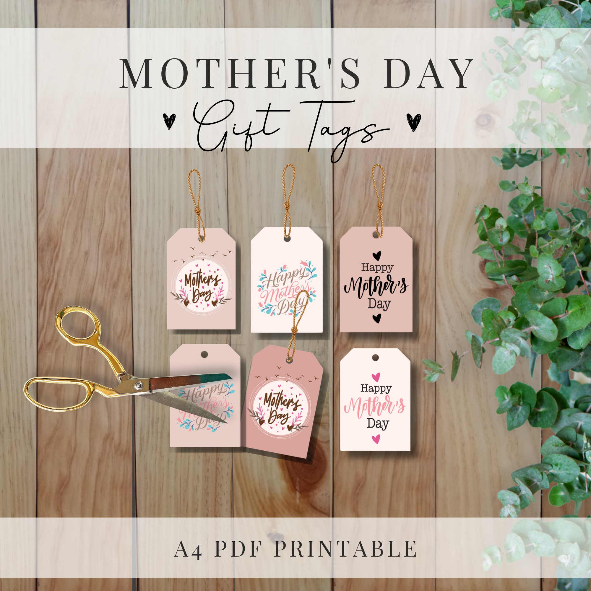 Mother's Day Gift Tag - Beige, Printable Gift Tag, Mother's Day ...
