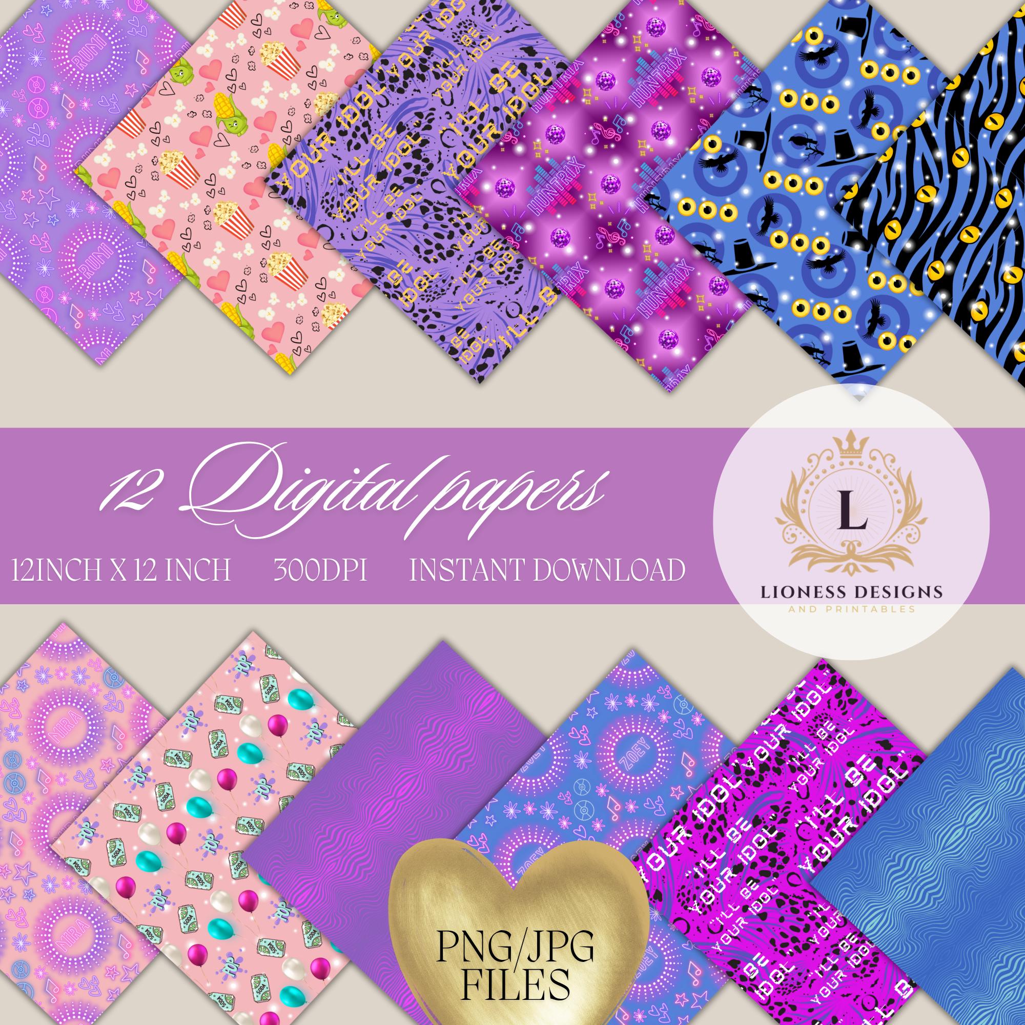 Kpop Demon Hunters Digital Paper Huntrix Seamless Used for Wallpaper ...