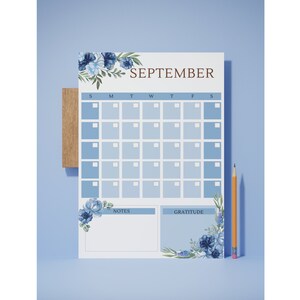 Blue Flower Monthly Planner Printable - Etsy