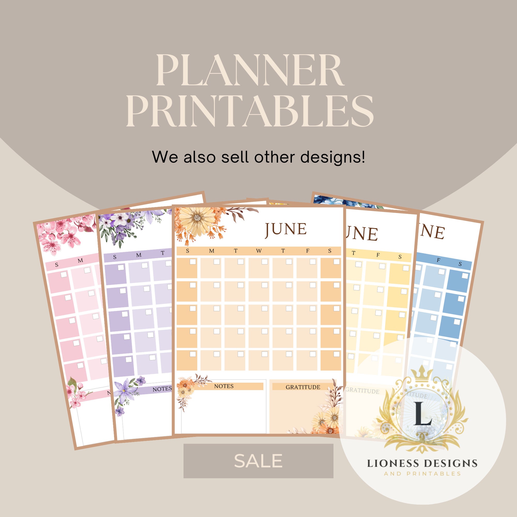 Orange Flower Monthly Planner Printable - Etsy