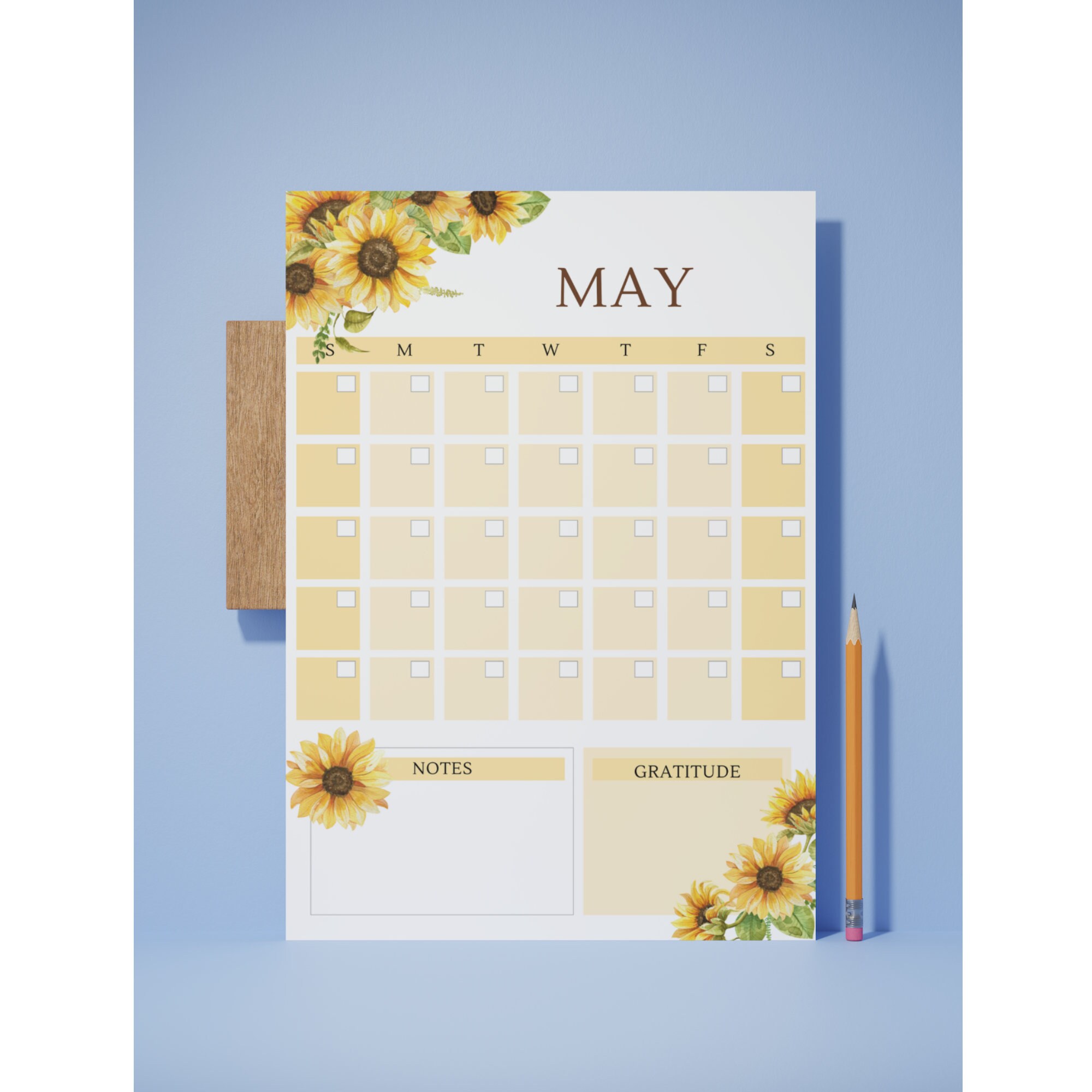 Sunflower Monthly Planner Printable - Etsy