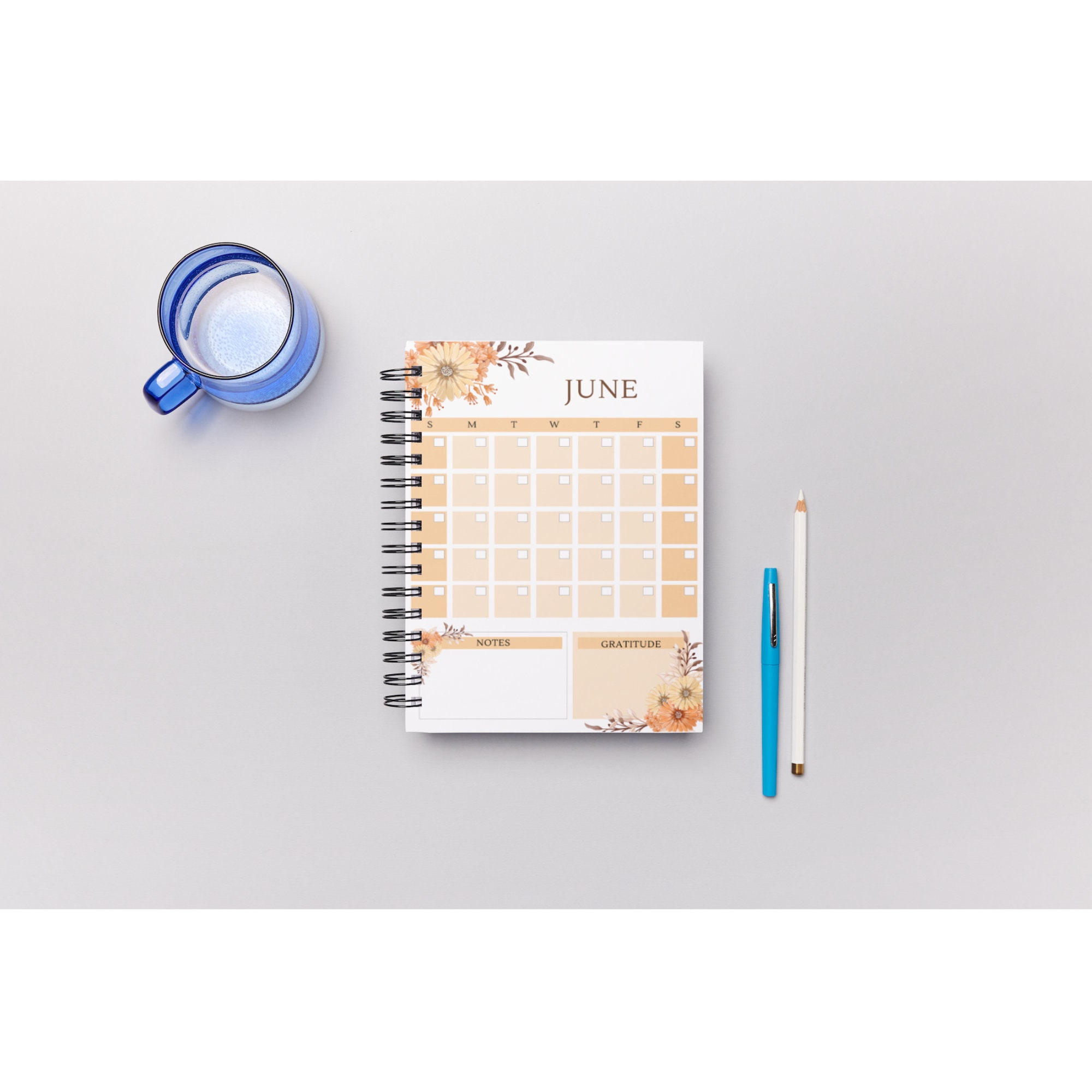 Orange Flower Monthly Planner Printable - Etsy
