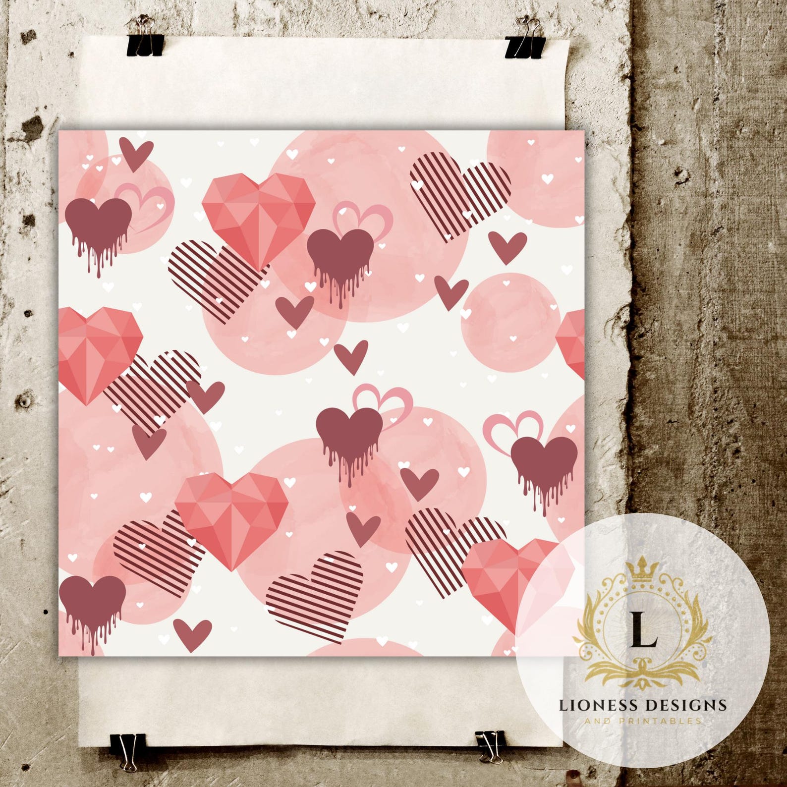 Valentine Seamless Digital Paper, Love Blush Heart Pattern ...