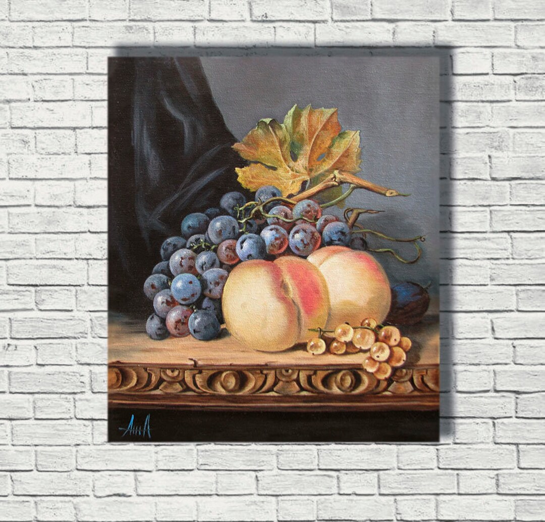 Edward Ladell, Still Life With Peaches, Grapes, and White Currants ...