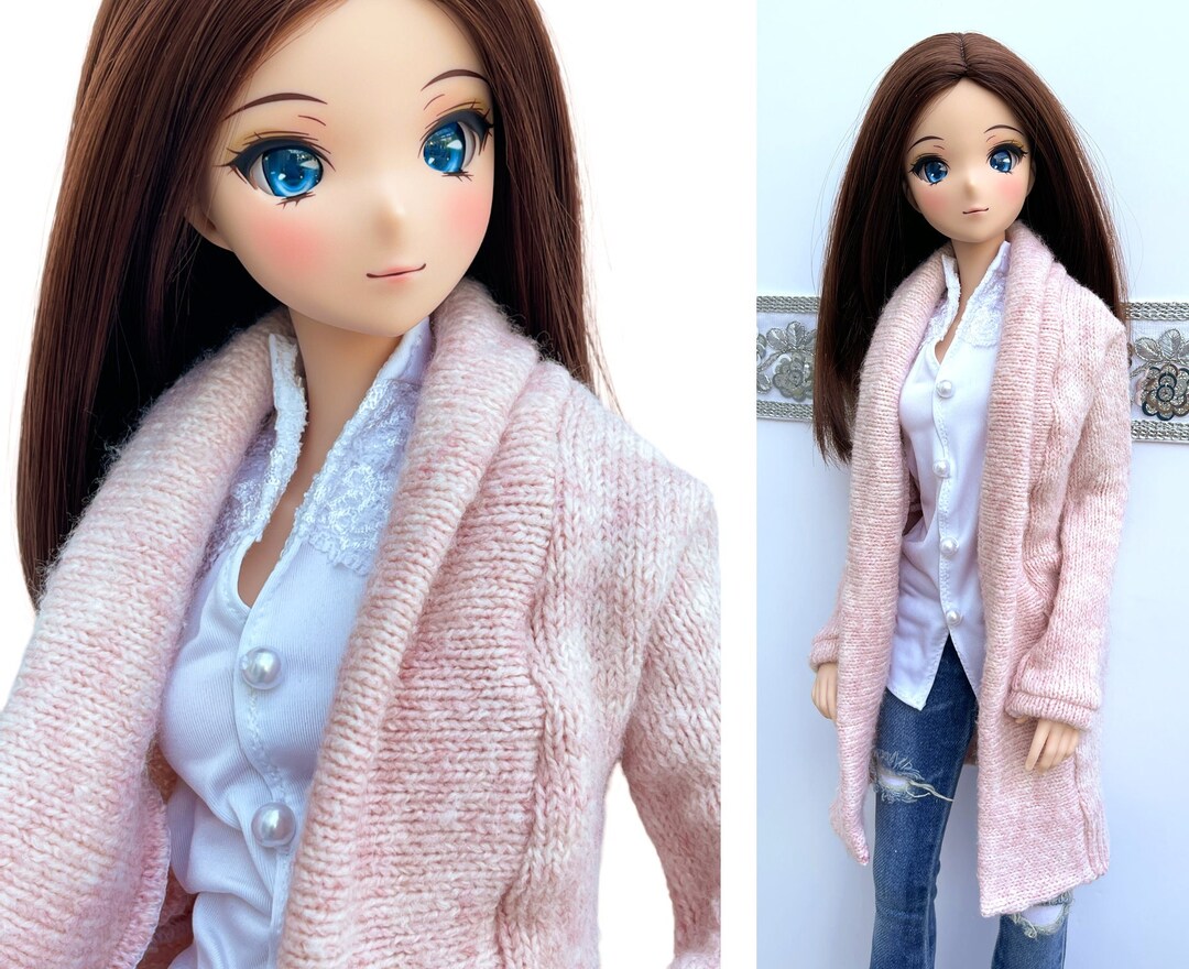 Smart Doll Long Length Cardigan, Dusky Pink Knitted Fabric, Smartdoll ...