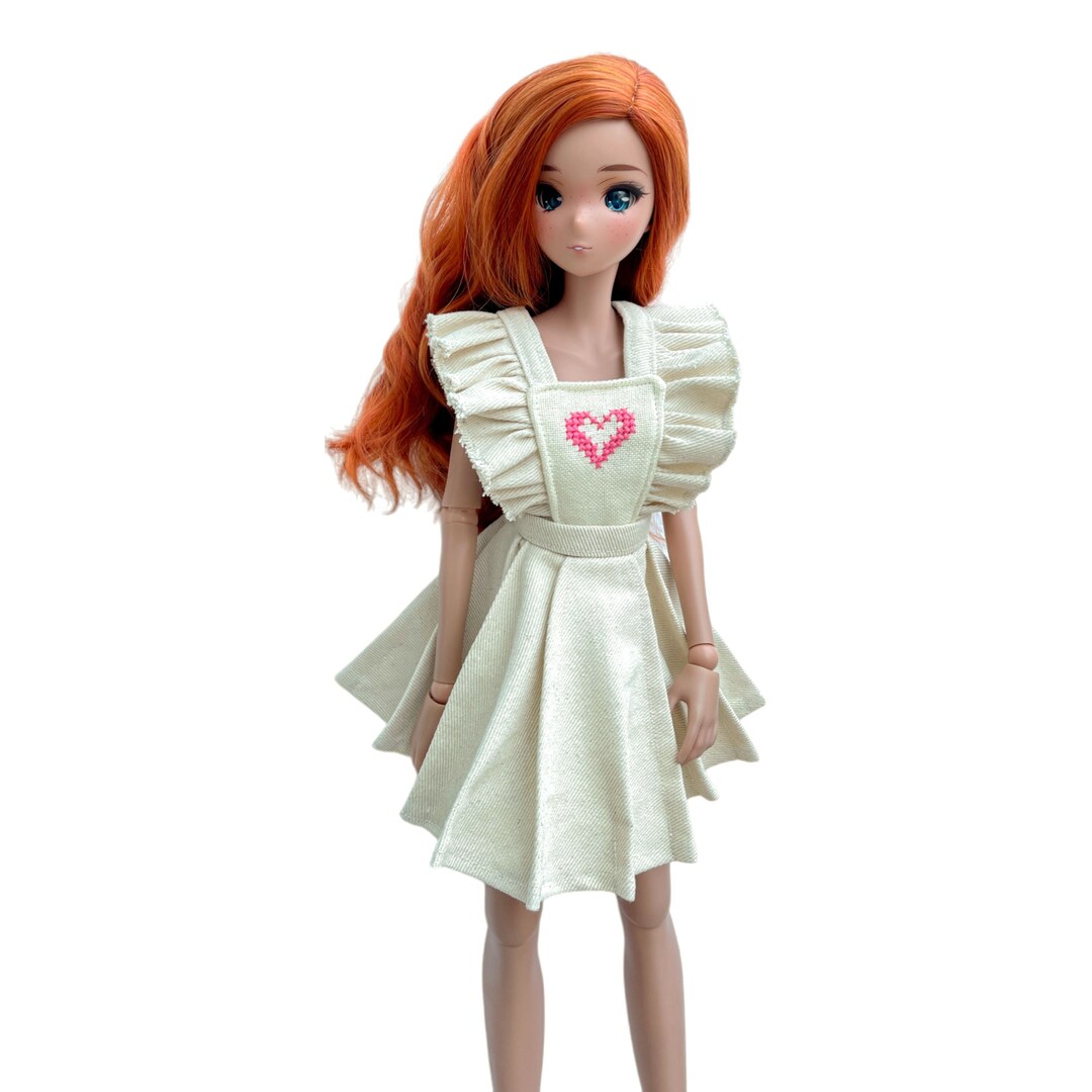 Smart Doll Cottage Core Pinafore Dress, Cross Stitch Detail Ruffles ...