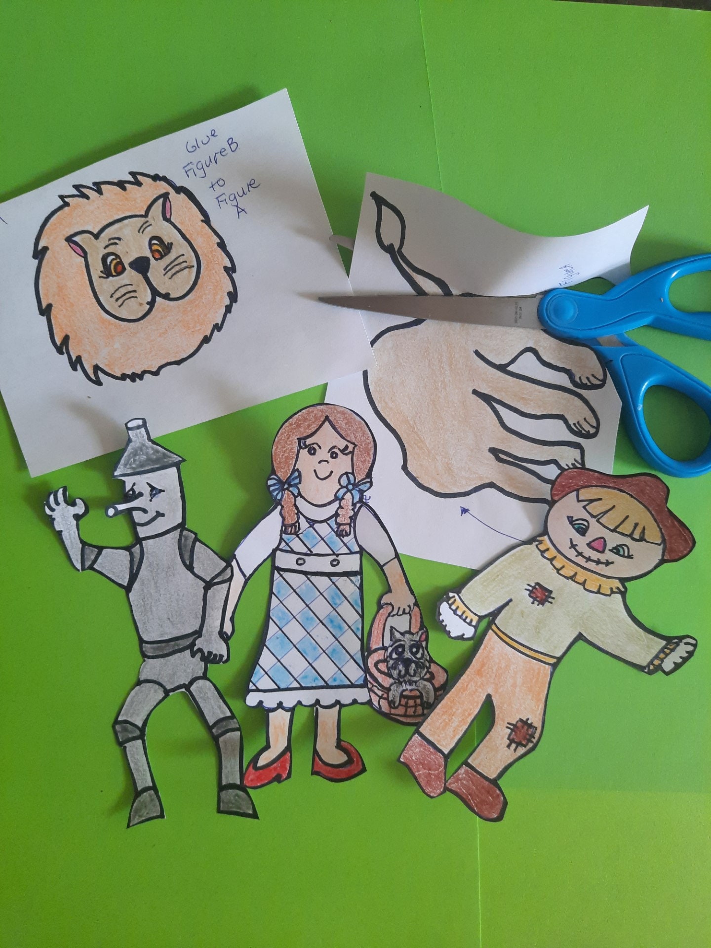 Wizard of Oz Printable Pdf Puppets Craft. Colour Cut and Glue Activity ...
