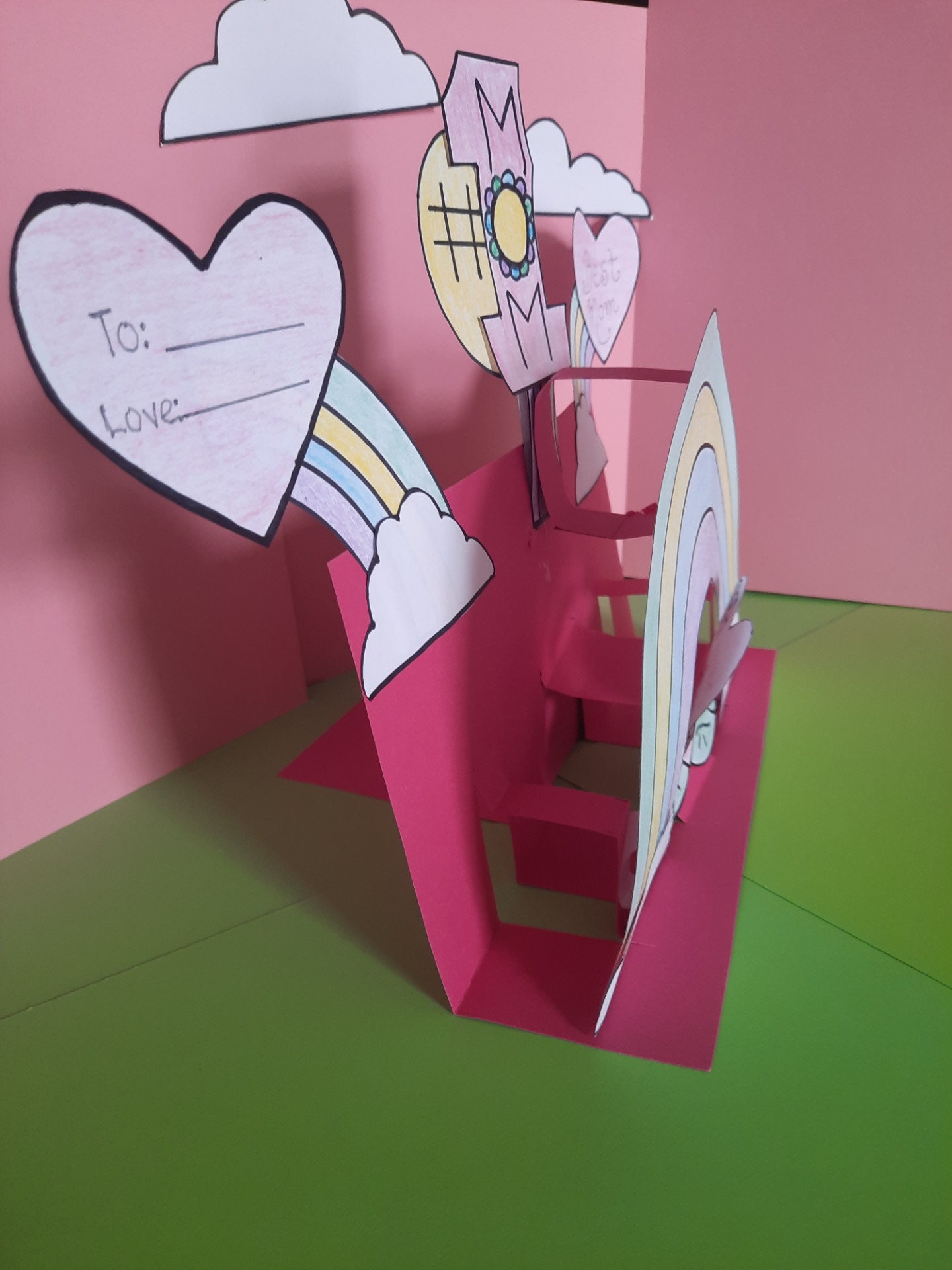 3D MOTHERS DAY CARD Printable Pdf Craft. Colour Cut Glue Activity ...