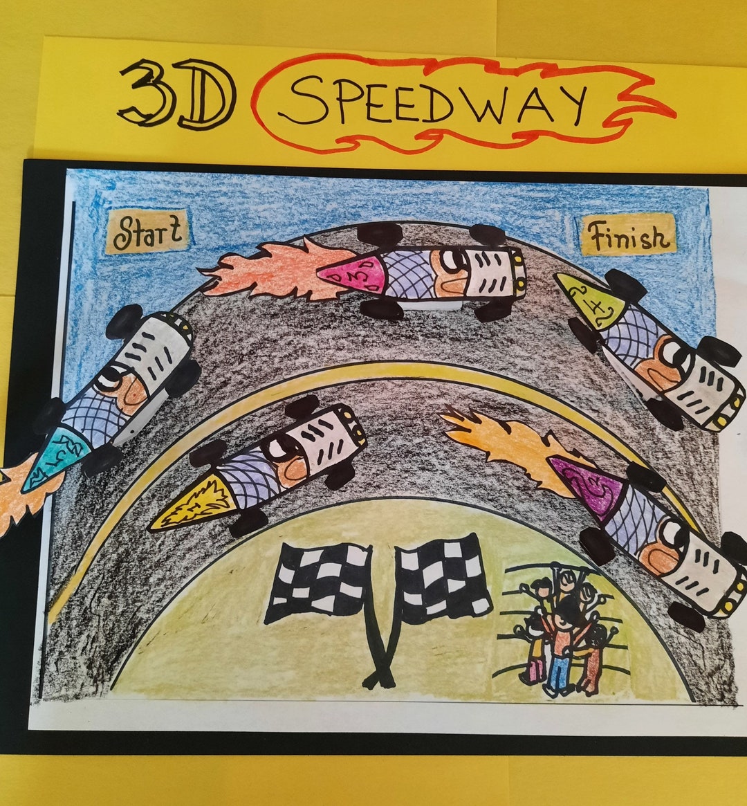 Build 3D Speedway Printable Pdf Craft. Colour Cut and Glue Activity ...