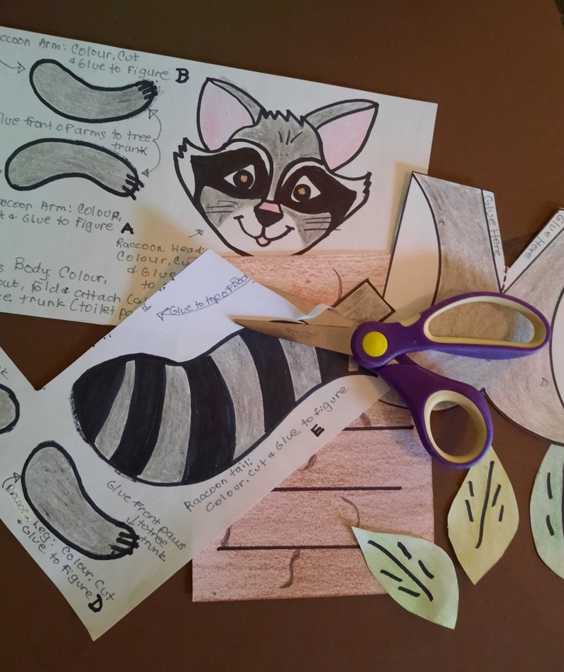 Raccoon in a Tree Toilet Paper Roll Puppet Craft. Printable Pdf Files ...