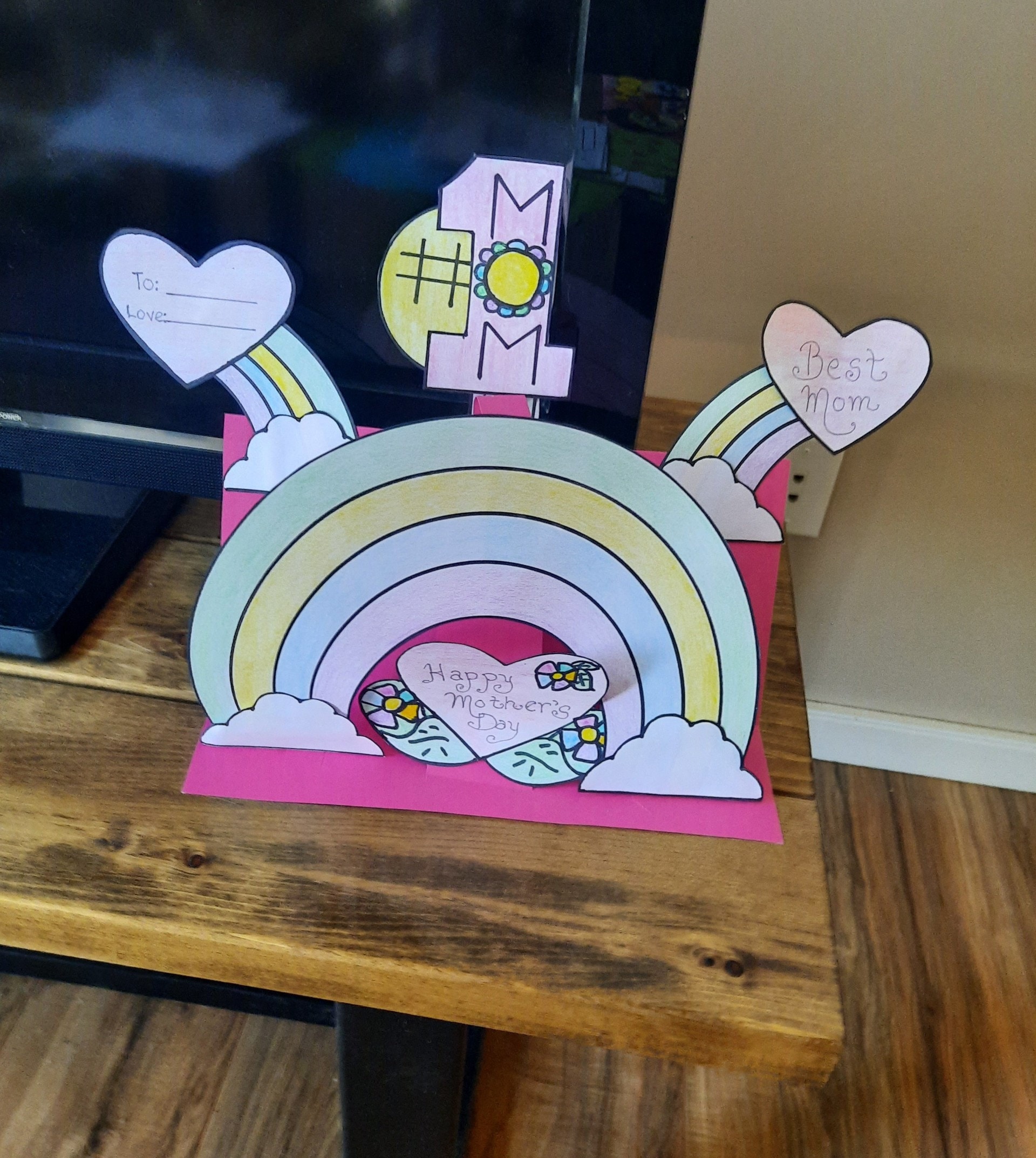 3D MOTHERS DAY CARD Printable Pdf Craft. Colour Cut Glue Activity ...
