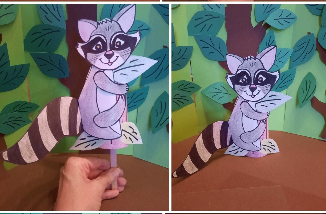 Raccoon in a Tree Toilet Paper Roll Puppet Craft. Printable Pdf Files ...