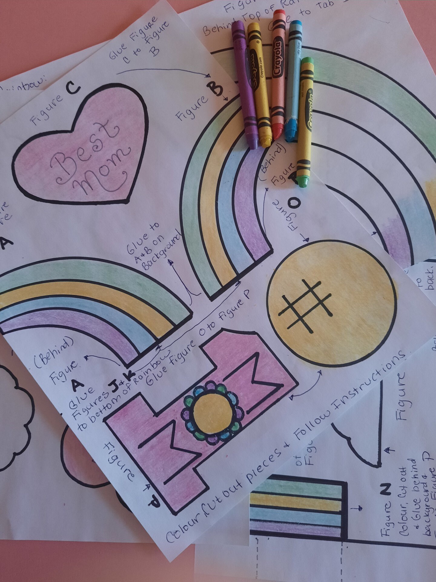 3D MOTHERS DAY CARD Printable Pdf Craft. Colour Cut Glue Activity ...