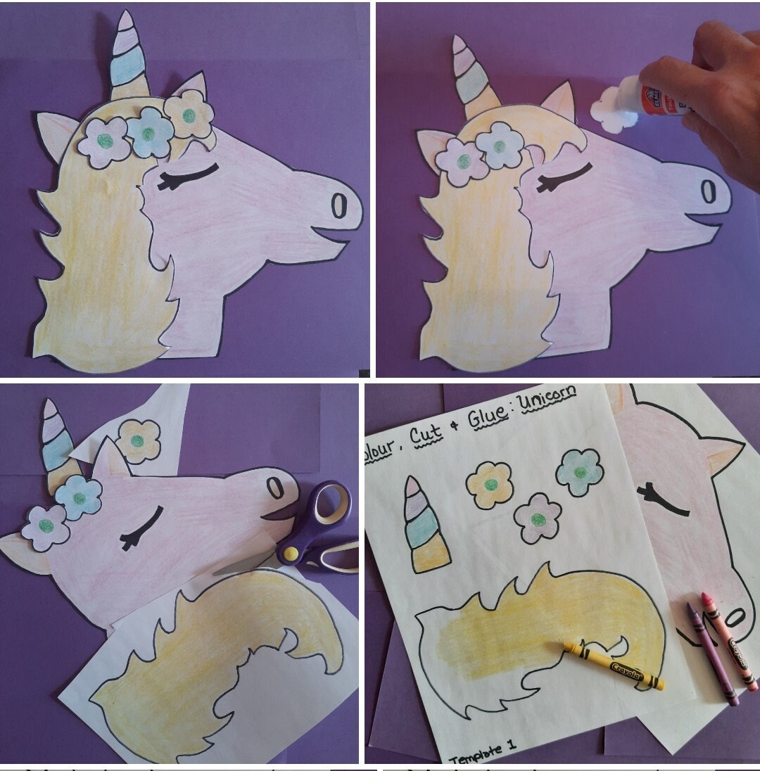Build a Unicorn Printable Pdf Craft for Kids. Cut and Glue Activity ...