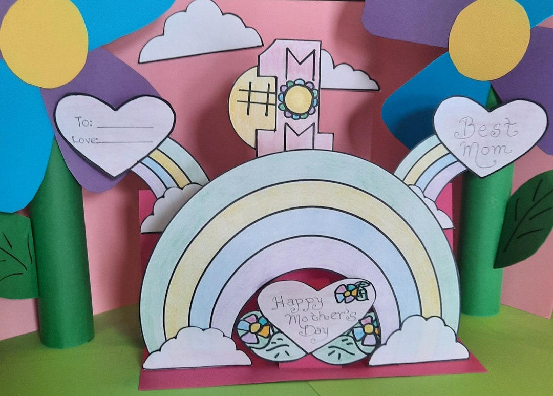 3D MOTHERS DAY CARD Printable Pdf Craft. Colour Cut Glue Activity ...