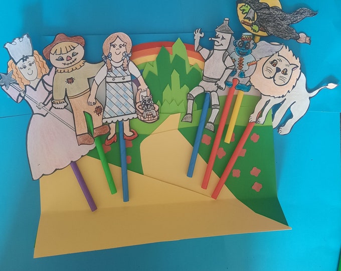Wizard of Oz Printable Pdf Puppets Craft. Colour Cut and Glue Activity ...