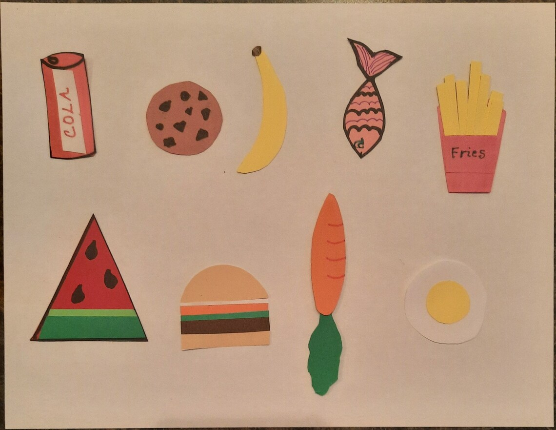 Cut and Glue the Healthy Food With the Happy Heart & Unhealthy Food ...