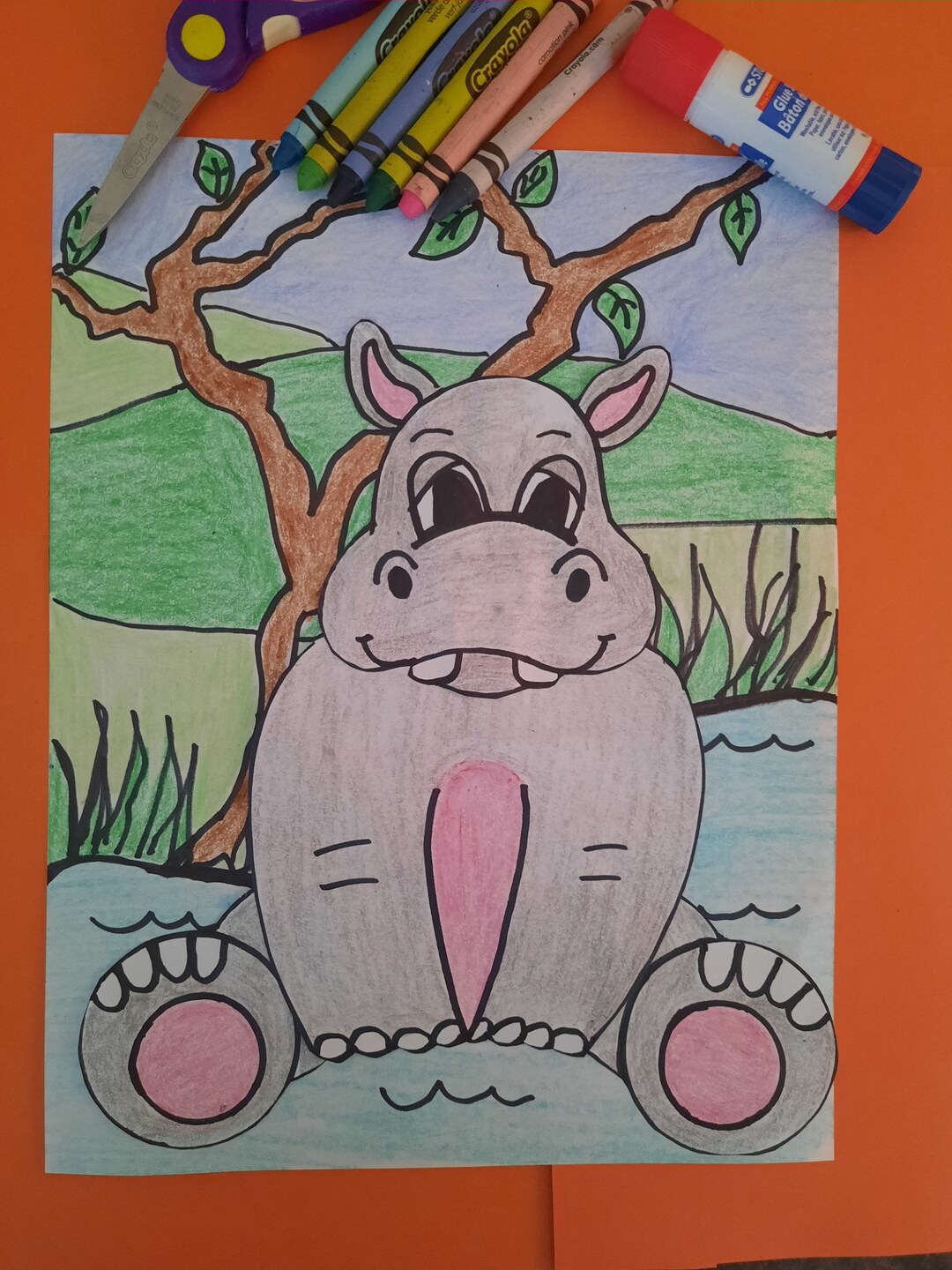Build a Hippopotamus Printable Pdf Craft. Colour Cut and Glue Activity ...