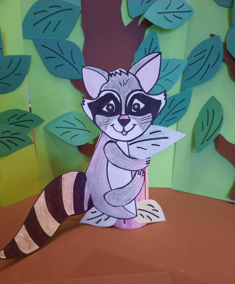 Raccoon in a Tree Toilet Paper Roll Puppet Craft. Printable Pdf Files ...